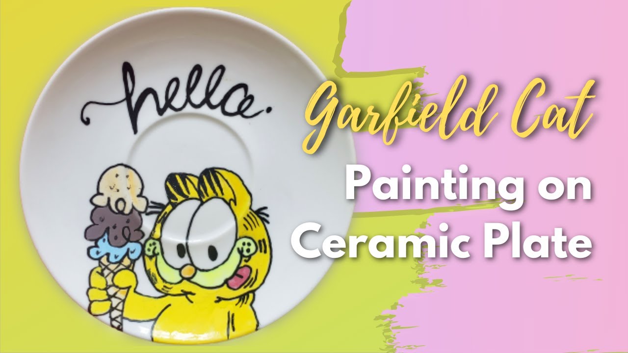 How To Paint Garfield Cat On Ceramic Plate With Acrylic Pens – Drawlish