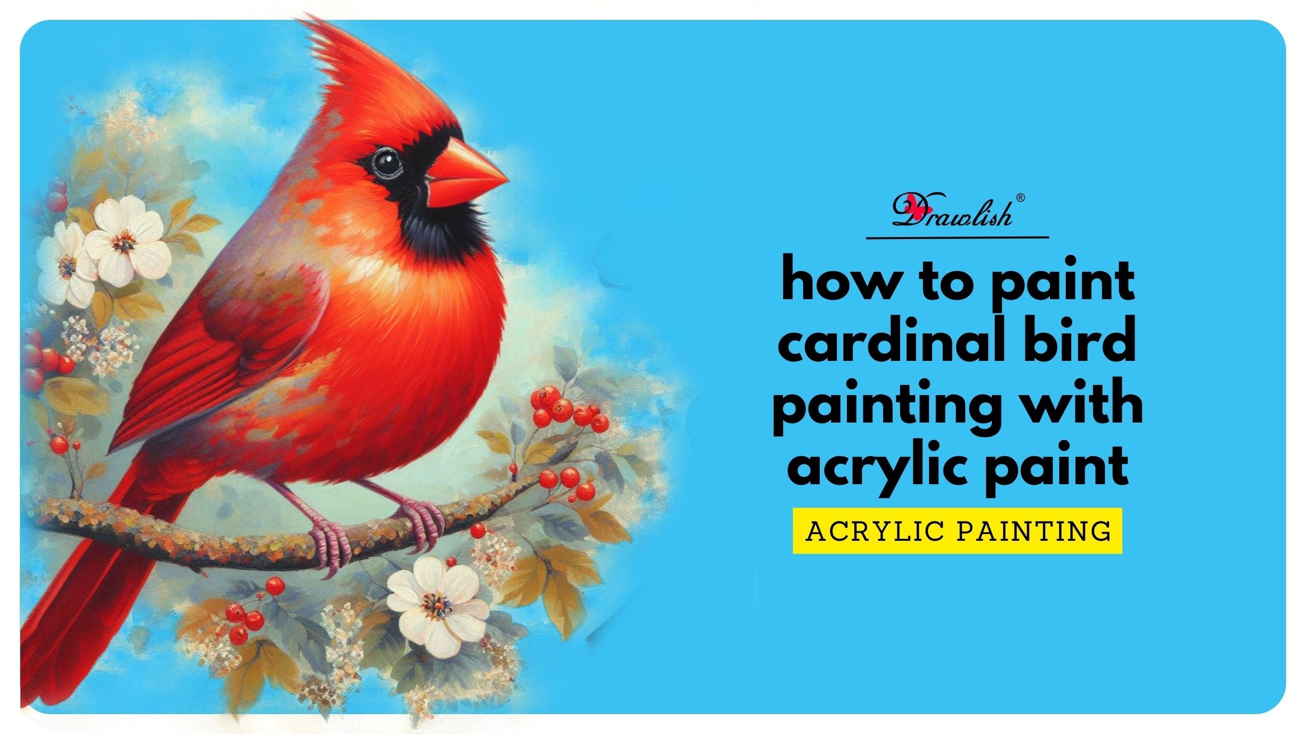 How To Paint Cardinal Bird Painting With Acrylic Paint – Drawlish
